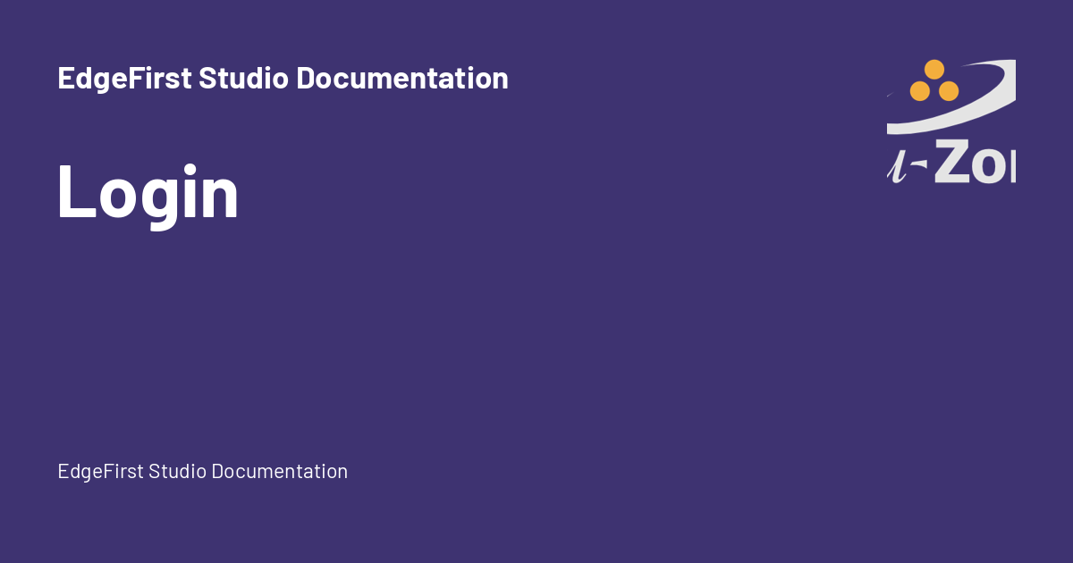 Login - EdgeFirst Studio Documentation